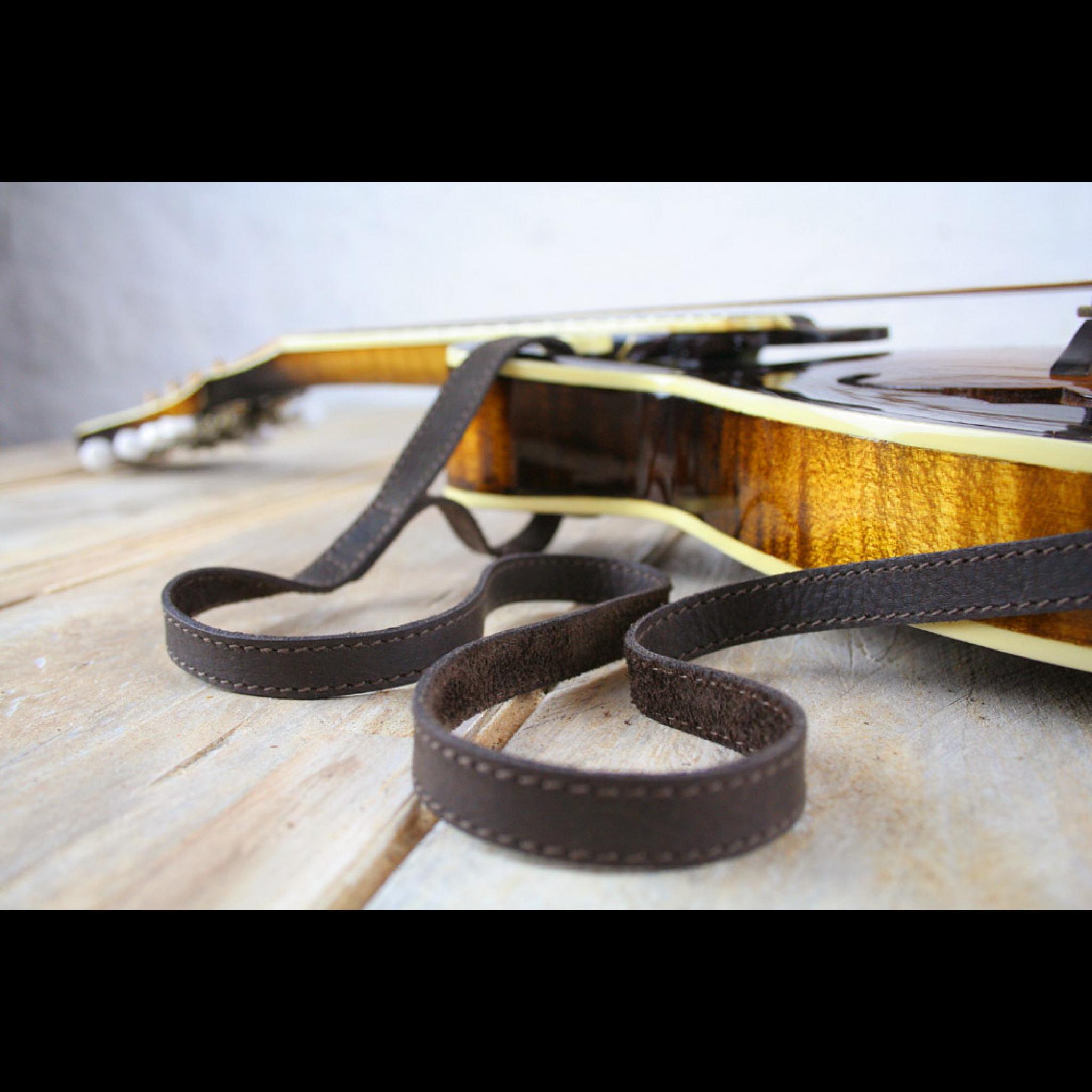 Hand-made quality leather mandolin strap