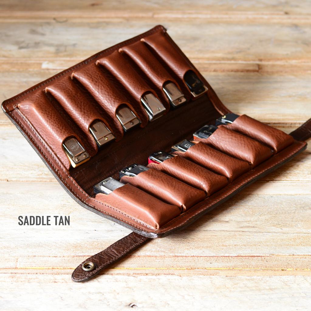 Twelve-Pack Leather Harmonica Case by Pinegrove Leather