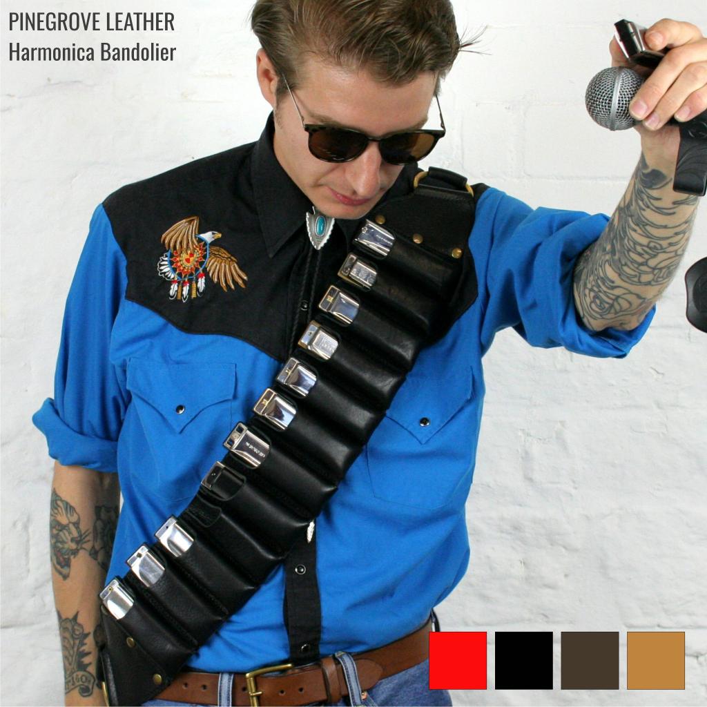 Leather Harmonica Bandolier by Pinegrove Leather